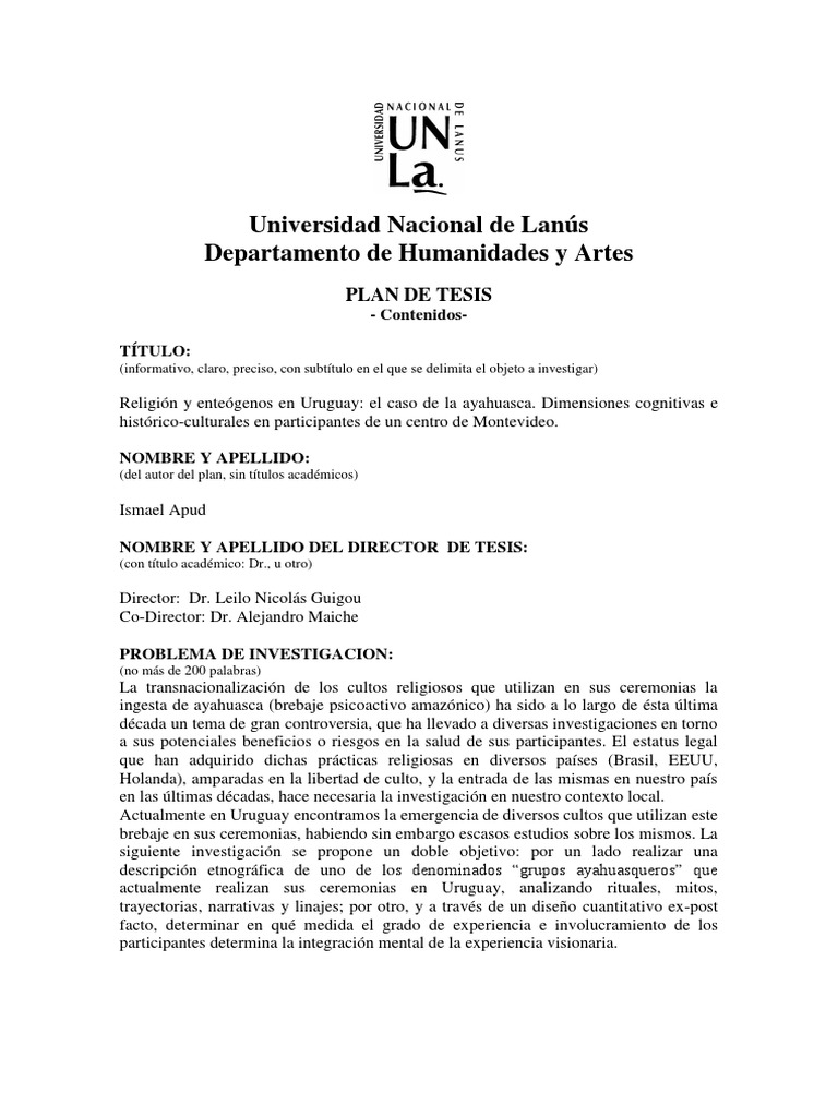 Plan de Tesis-Ismael Apud | PDF
