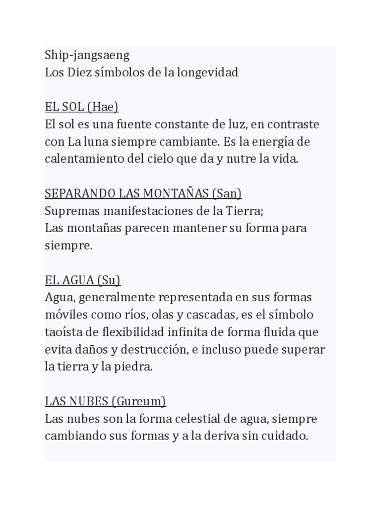 Interpretacion de Los 10 Simbolos de La Longevidad | PDF