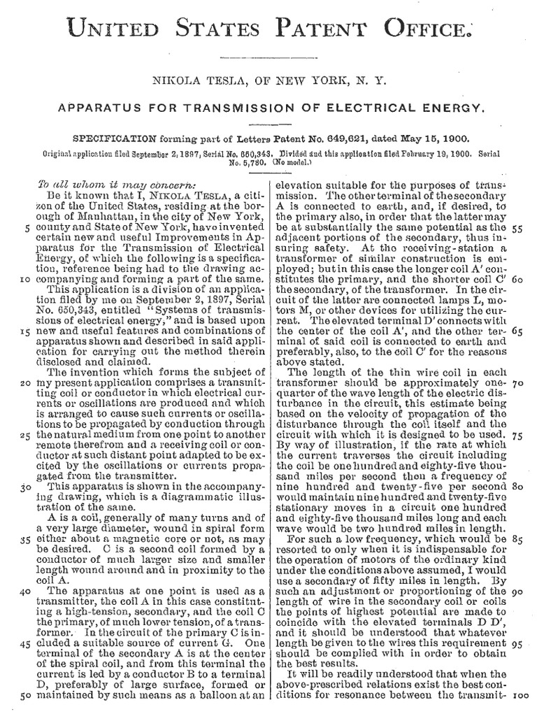 US Patent 649,621 | PDF