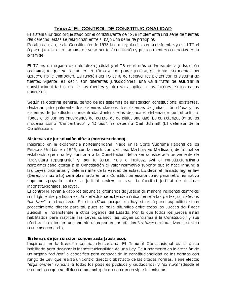 Tema 4 - EL CONTROL DE CONSTITUCIONALIDAD | PDF | Jurisdicción ...