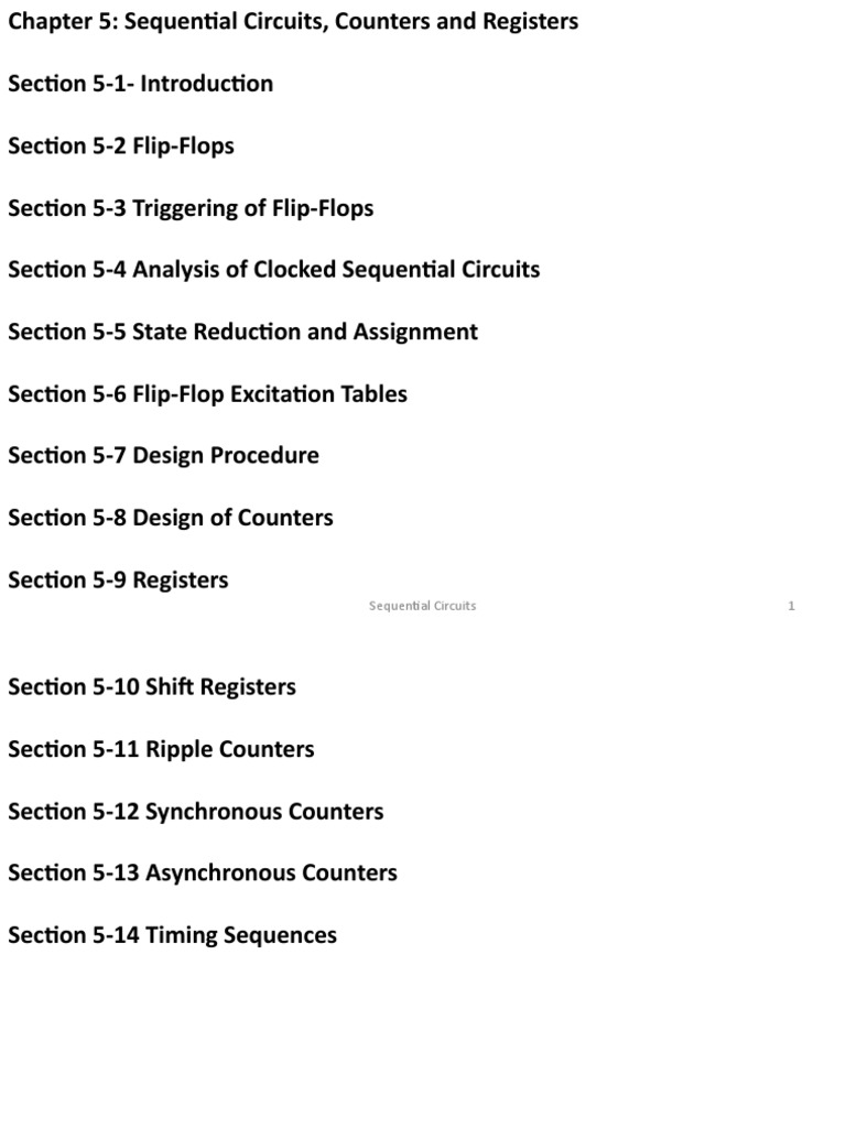 Chapter 5-Sequential Circuits, Counters and Registers | PDF | Logic Gate | Electronic Circuits