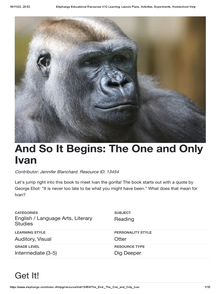 The One and The Only Ivan 1 | PDF | Thought | Books