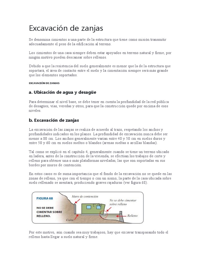 Excavación de Zanjas | PDF | Fundación (Ingeniería)