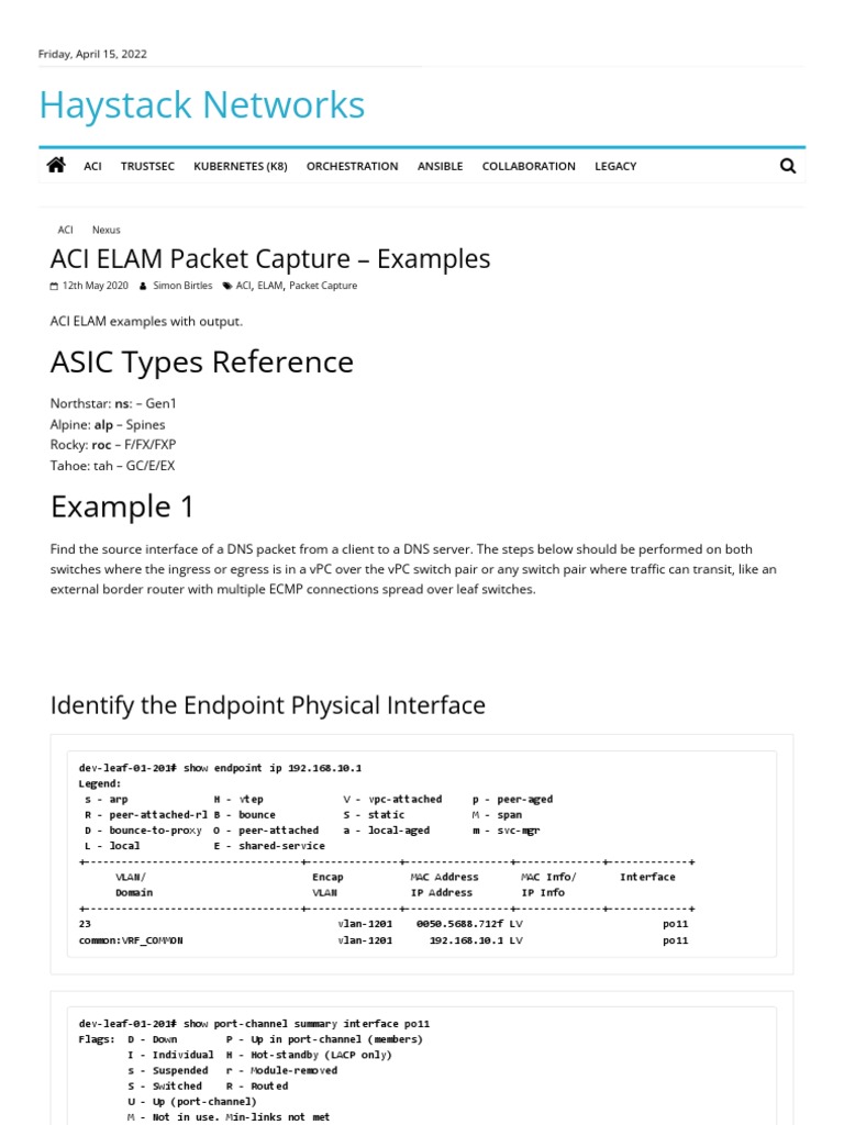 ACI ELAM Packet Capture - Examples - Haystack Networks | PDF | Domain ...
