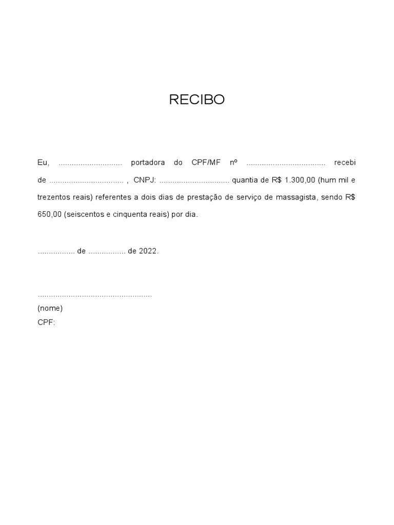 Modelo De Recibo PDF