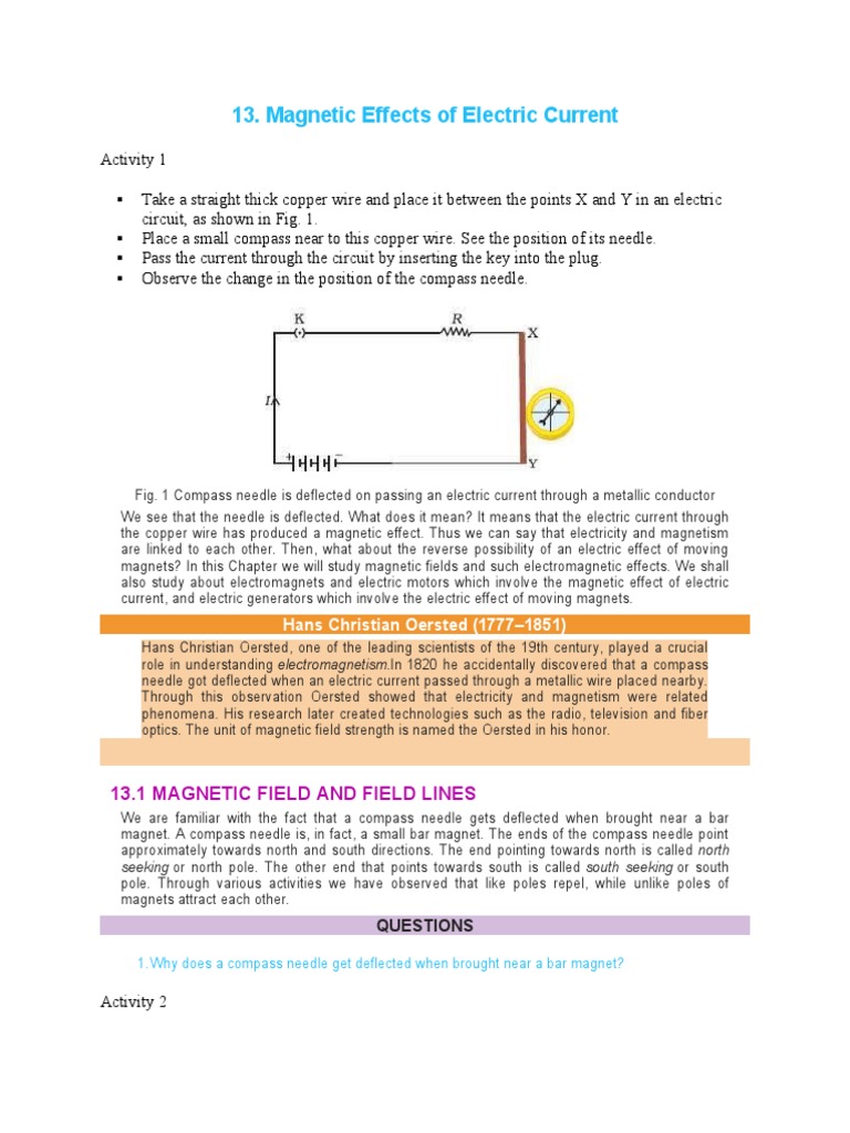 Science ch13 Mag Effects Class 10 Ncert | PDF | Electromagnetic ...