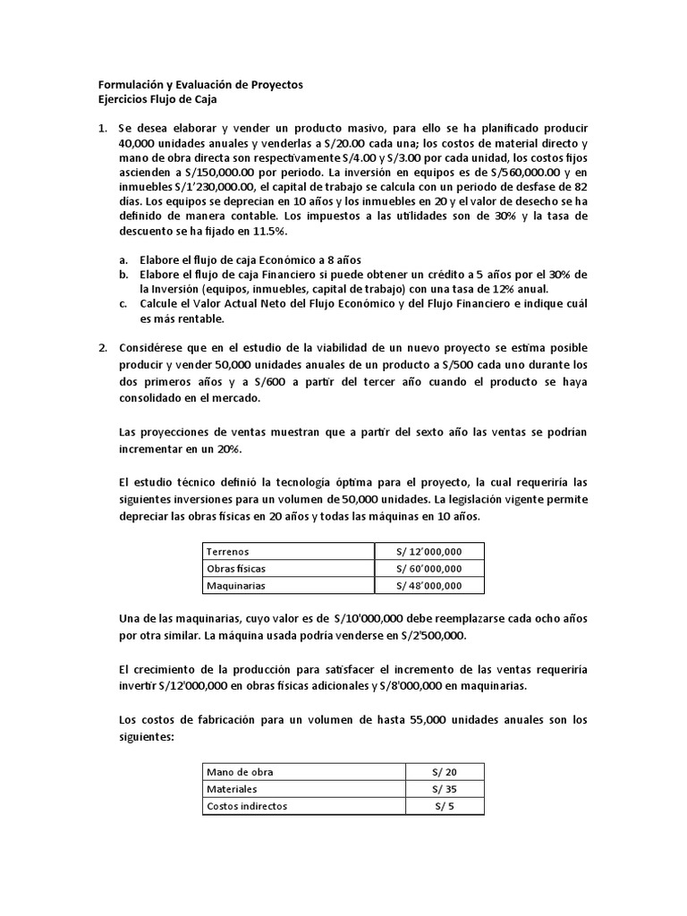 Ejercicios Flujo de Caja | PDF | Flujo de efectivo | Dinero
