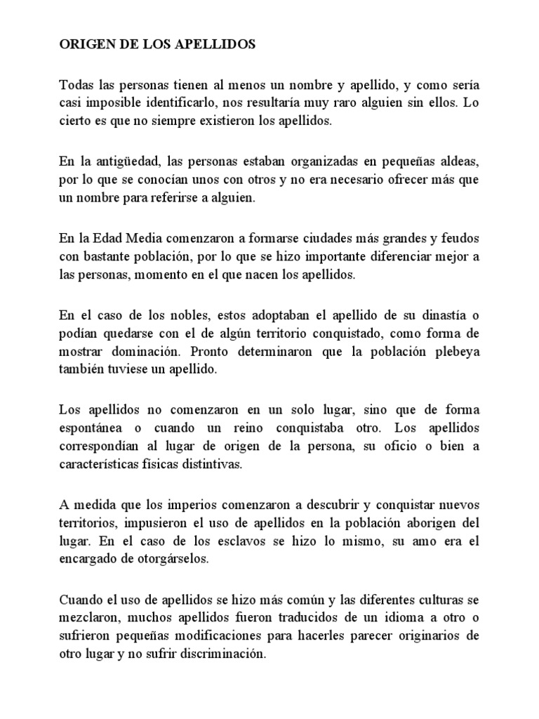 Origen de Los Apellidos | PDF