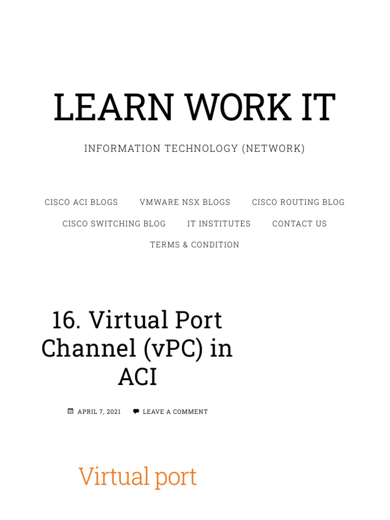 Virtual Port Channel (VPC) in ACI - LEARN WORK IT | PDF
