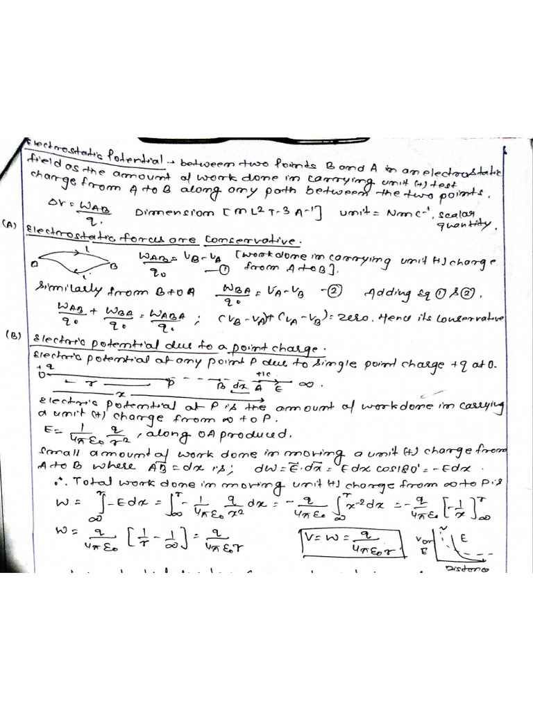 Electric Potential & Capacitor Notes | PDF