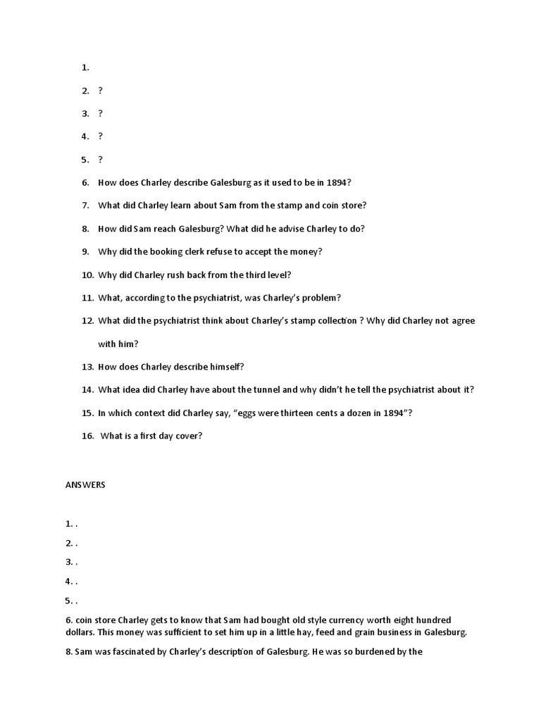 THE THIRD LEVEL Short Ques. | PDF