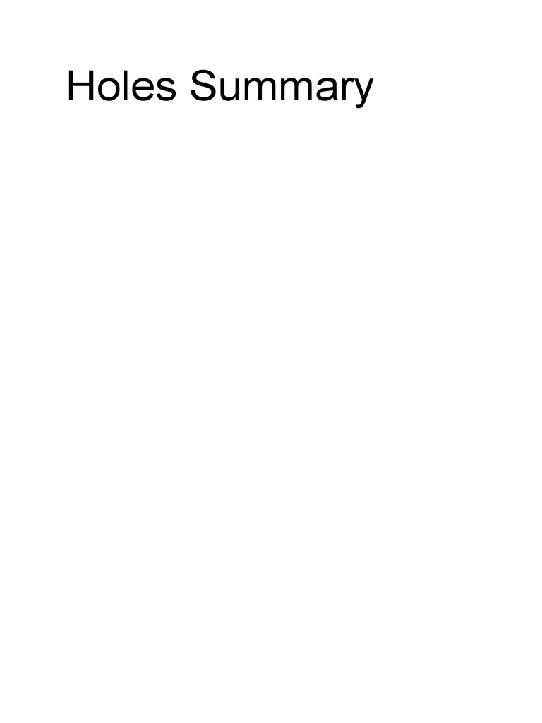 Holes Summary Chapters 1-50 | PDF