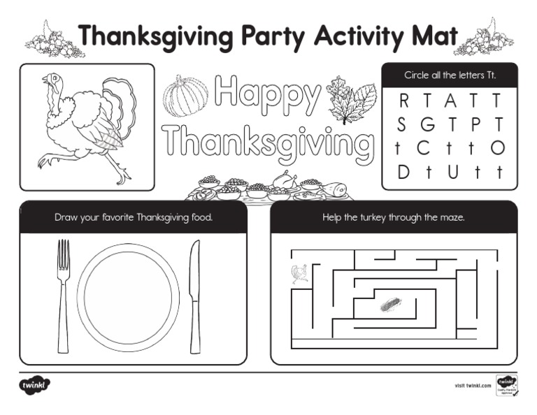 BW Thanksgiving Party Activity Mat | PDF