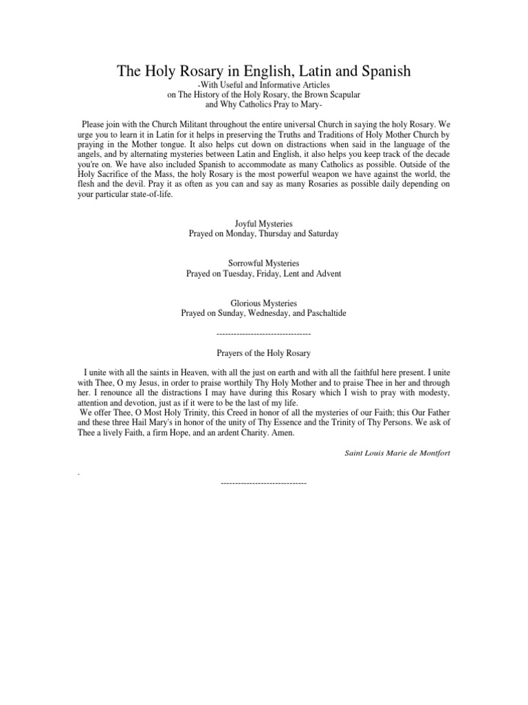 Bilingual Rosary Guide: English & Spanish | PDF | Rosary | Mary, Mother ...