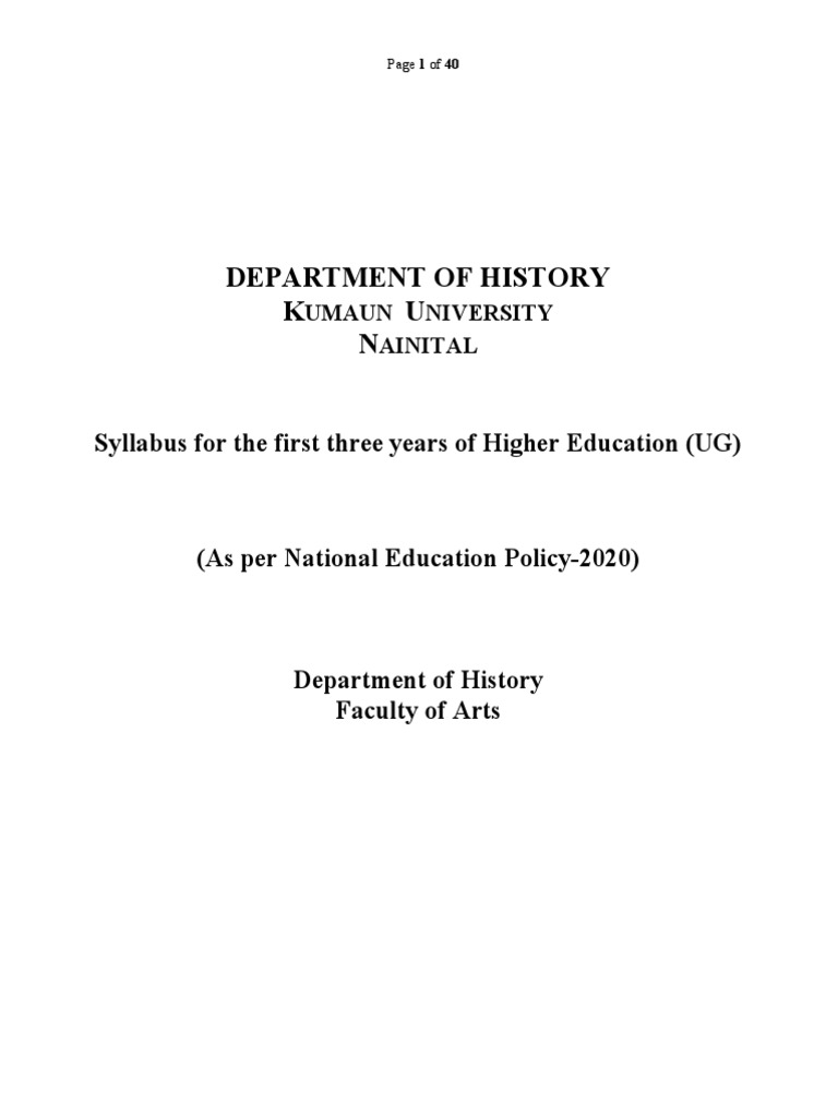 NEP Syllabus UG History | Download Free PDF | Mughal Empire | Bachelor ...