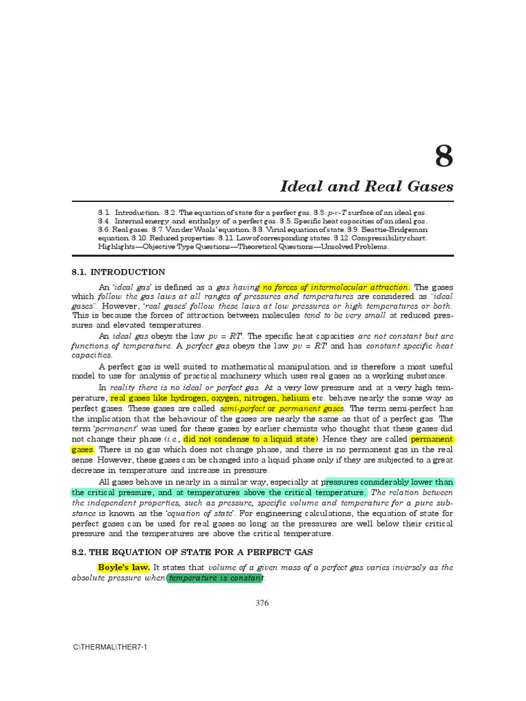 Ideal and Real Gases - Rajpoot | PDF