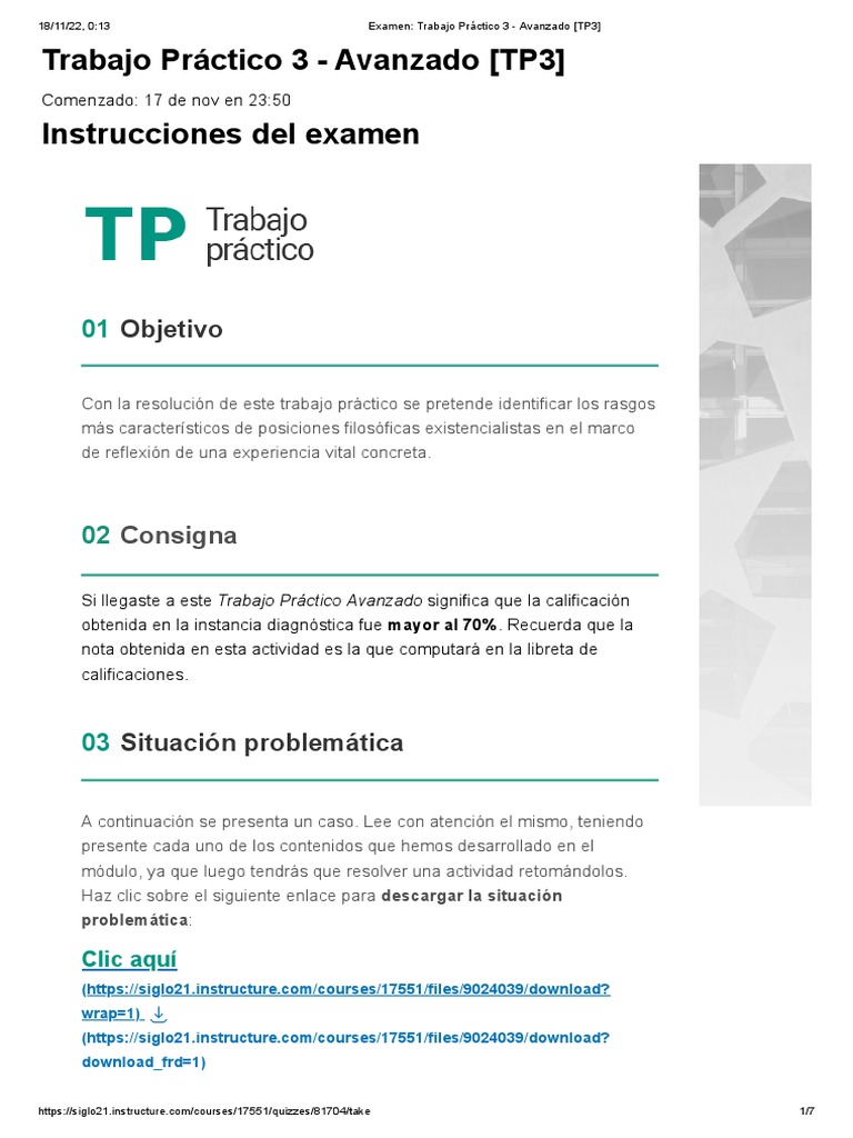 Examen - Trabajo Práctico 3 - Avanzado (TP3) | PDF