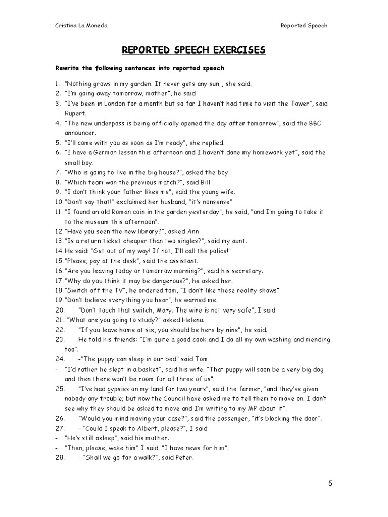 Indirect Speech (Say, Tell, and Ask) | PDF