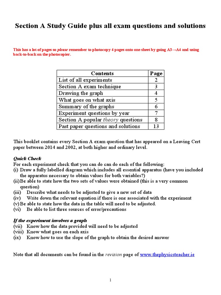 Leaving Cert Physics Exam Guide | PDF | Refraction | Pendulum