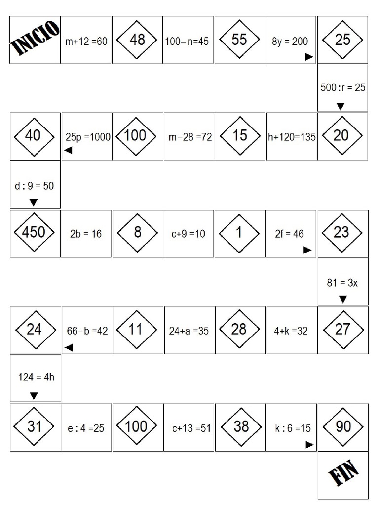 Domino de Ecuaciones 1 SOL | PDF
