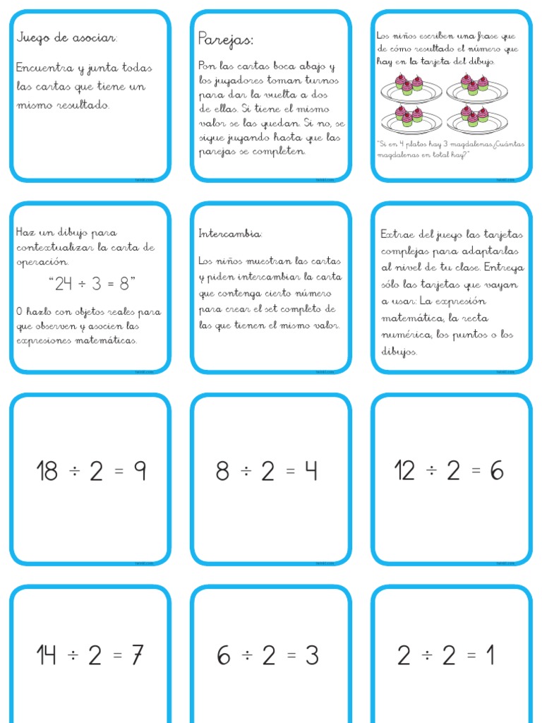 Juego de cartas matemáticas para niños | PDF