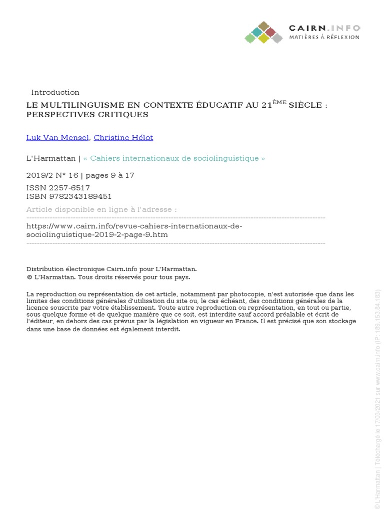 8 Multilinguisme | PDF | Langue française | Sociolinguistique