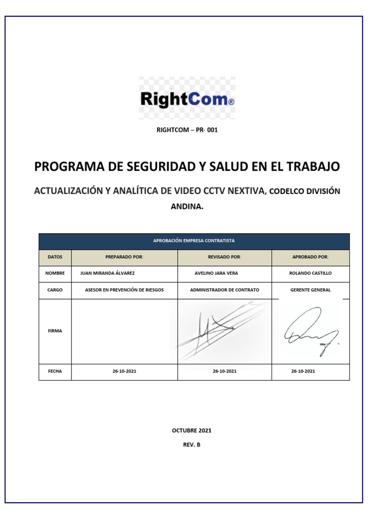 Programa HSEC Rigthcom Spa 2021. | PDF | Riesgo | Valores