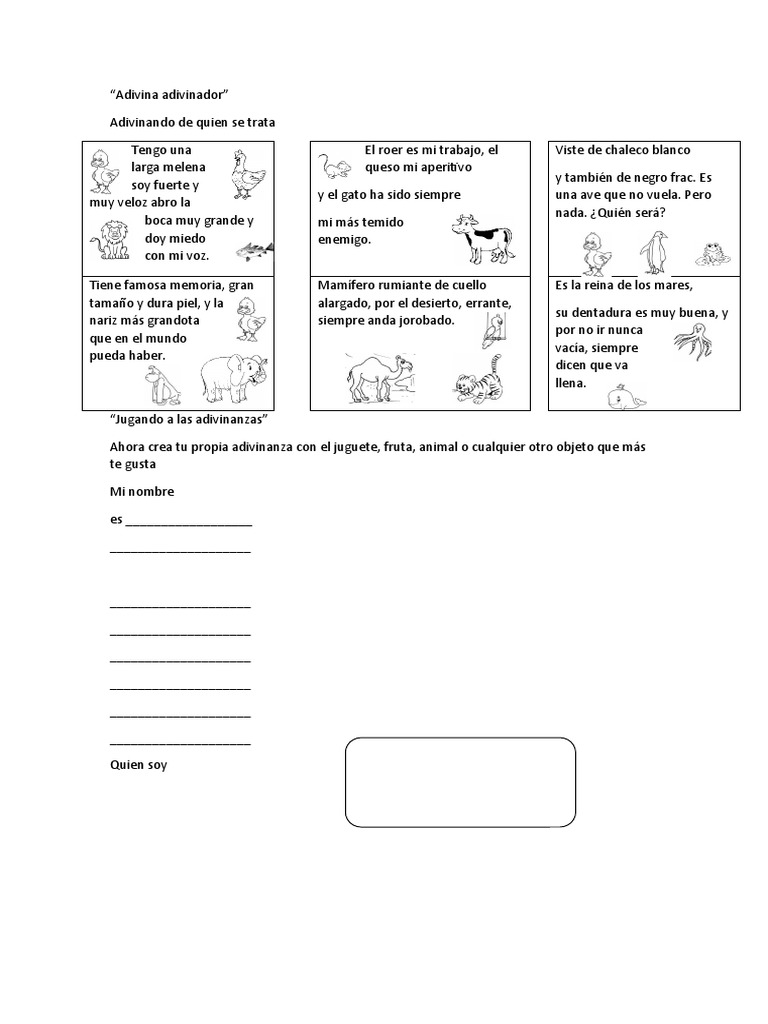 Adivinanzas para niños y juegos educativos | PDF