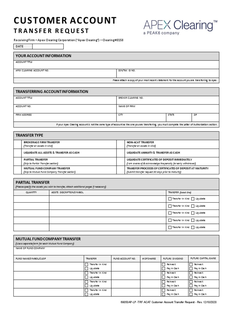 ACAT Form Apex Clearing | PDF