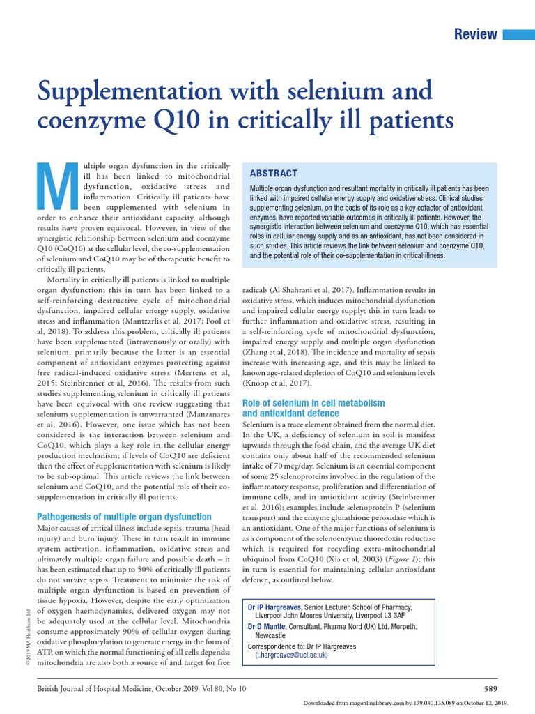 Coenzima Q10 | PDF | Antioxidant | Selenium