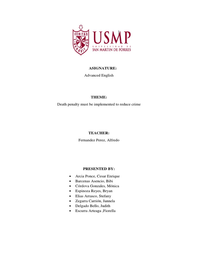 Death Penalty Must Be Implemented To Reduce Crime - Project | PDF ...