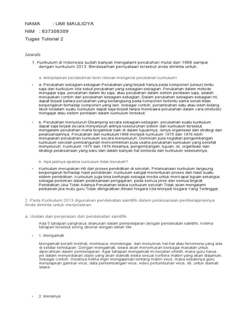 Tugas 2 Umi Maulidya Kurikulum | PDF