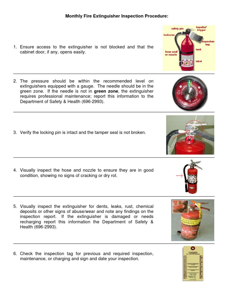 Fire Extinguisher Inspection Guide | PDF | Technology & Engineering