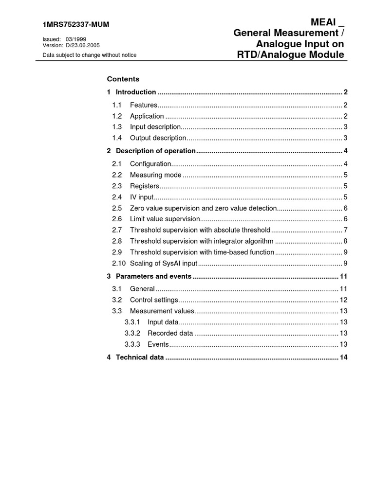 MEAI - General Measurement Analogue Input On RTD Analogue Module ...