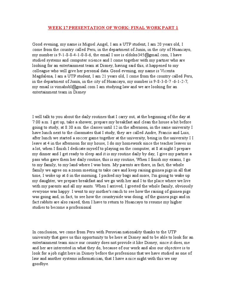 Week 17 Presentation of Work | PDF