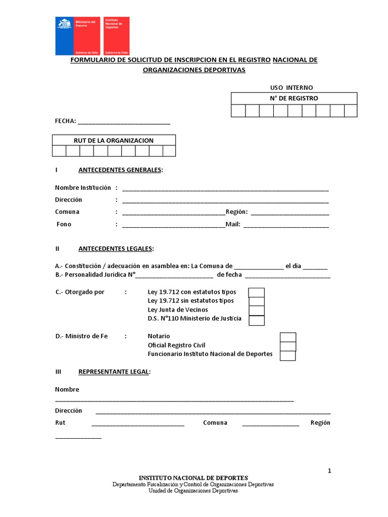 Formulario de Solicitud de Inscripcion en El Registro Nacional de ... Formulario de Solicitud de Inscripcion en El Registro Nacional de ...