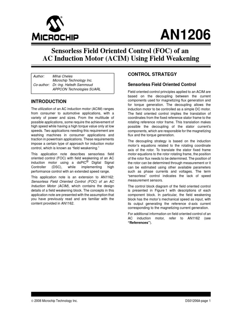 Sensorless Field Oriented Control (FOC) of An AC Induction Motor (ACIM ...