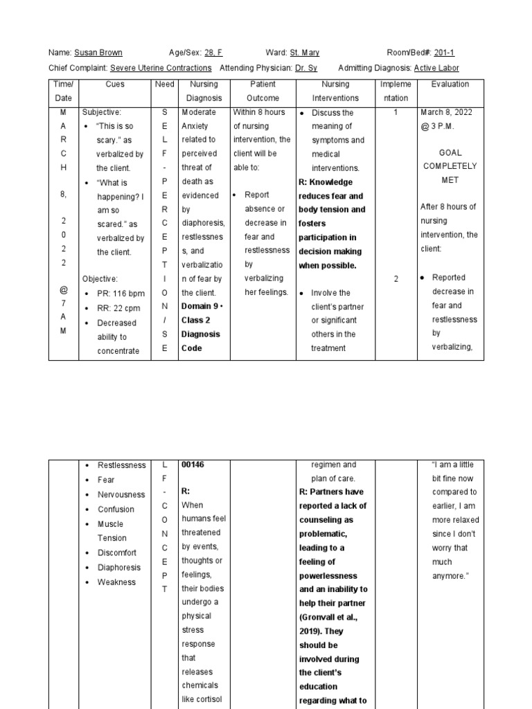 Nursing Care Plan on PPH | PDF | Anxiety | Stress (Biology)
