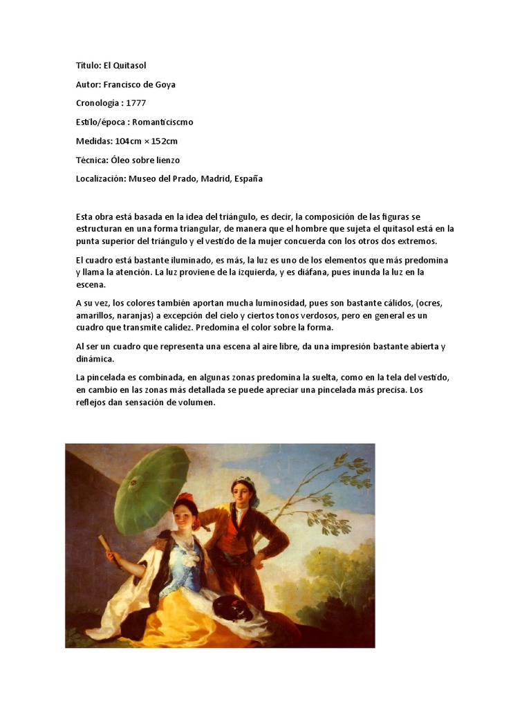 El Quitasol de Goya: Luz y Composición | PDF