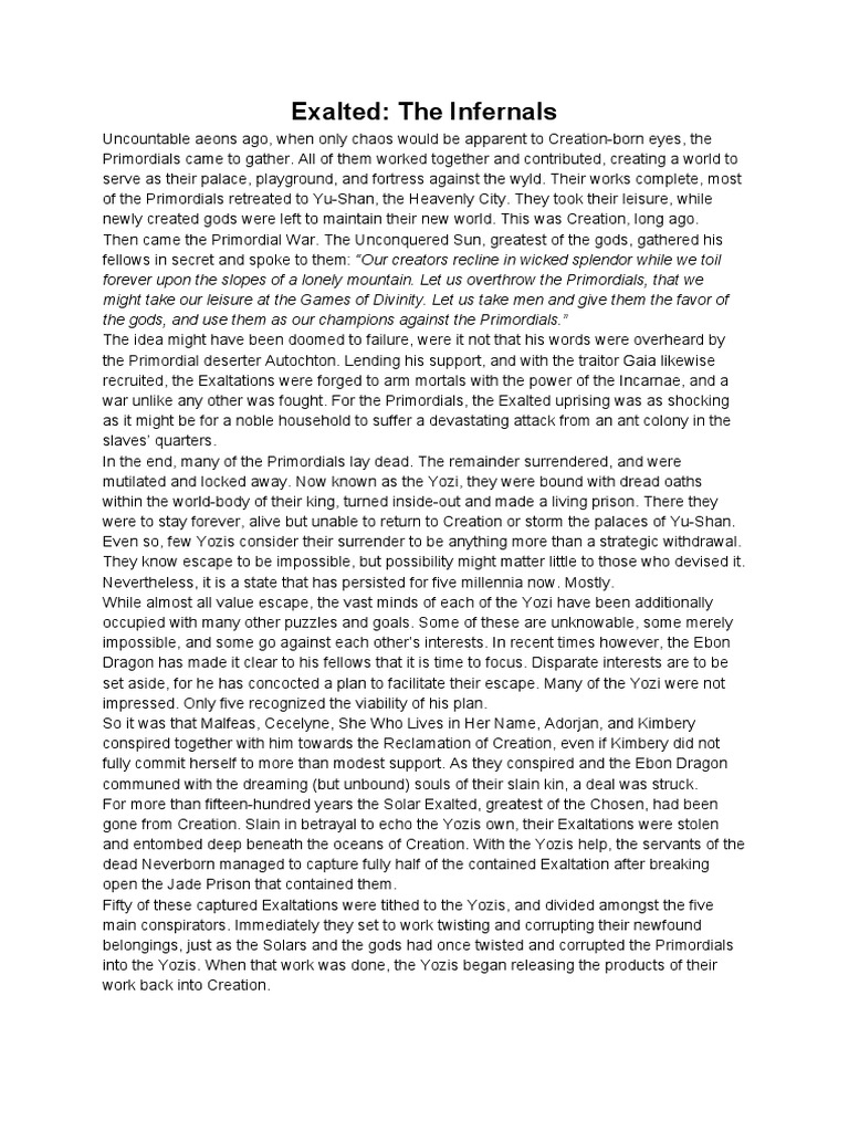 Exalted - The Infernals JumpChain | PDF