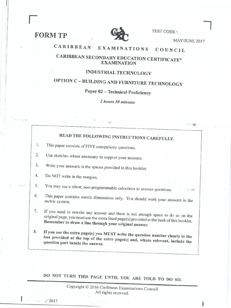 Building and Furniture Technology P2 June 2017 | PDF