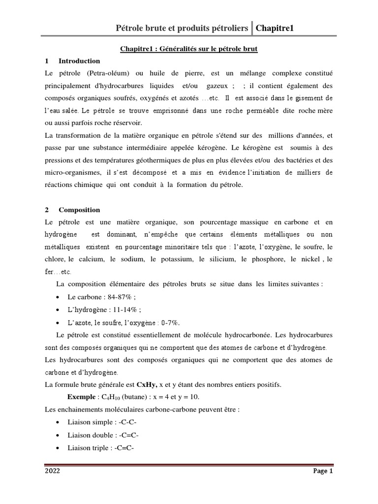 Composition du pétrole brut | PDF | Essence (hydrocarbure) | Pétrole