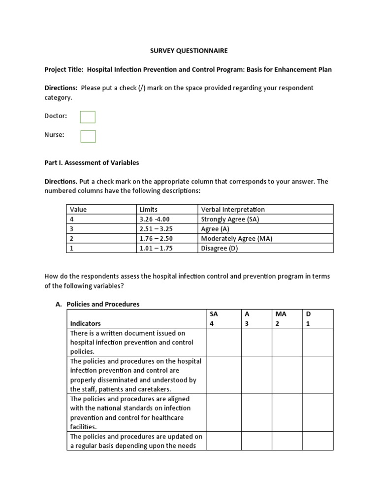 IPC-questionnaire-masteral Edited | PDF | Infection | Hospital