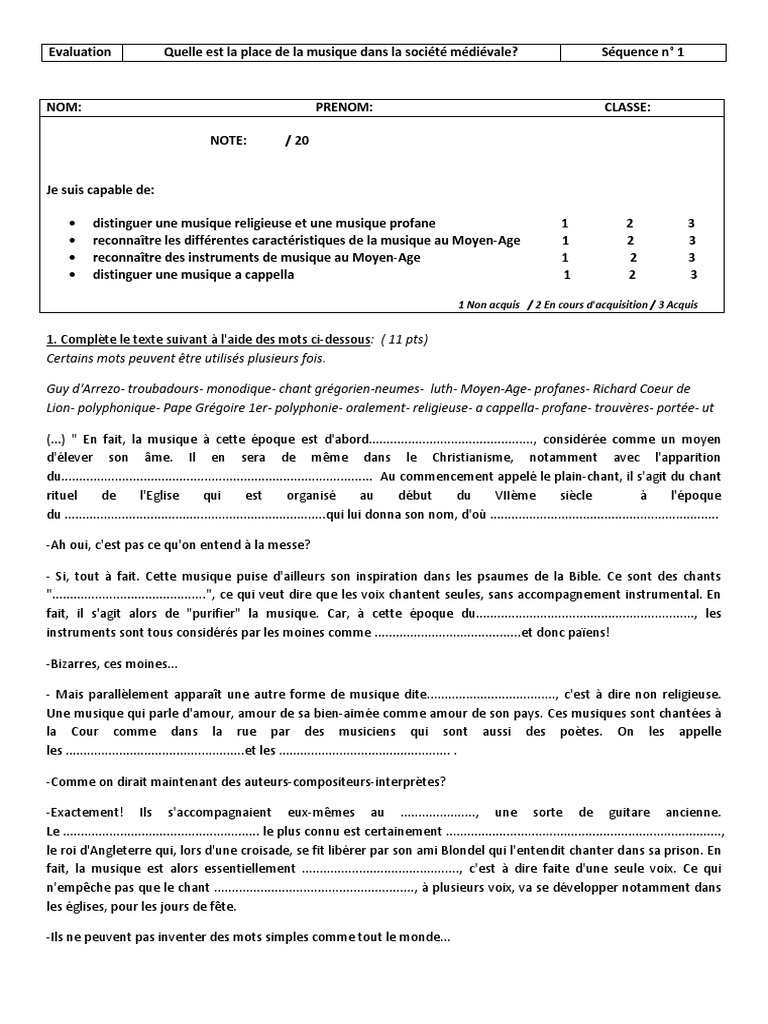 Évaluation Séquence 2, 2016 | PDF
