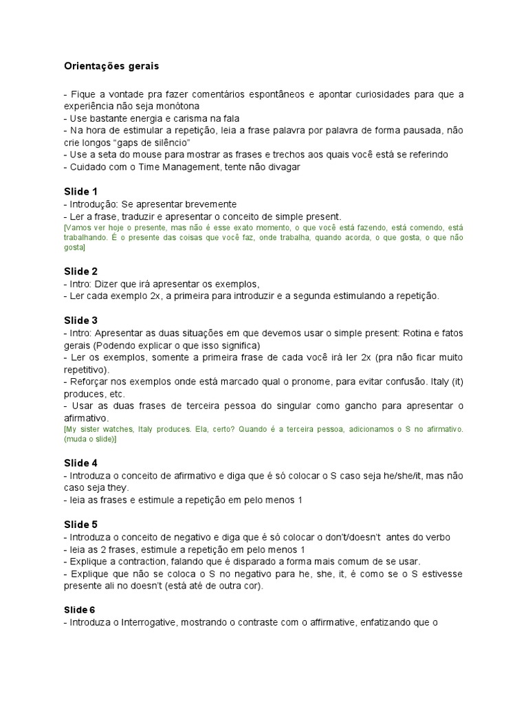 Script - Simple Present | PDF | Linguística