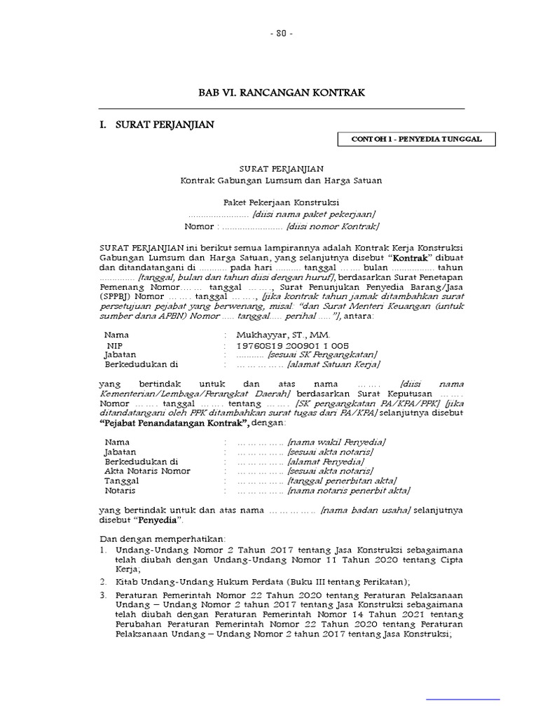 Rancangan Kontrak SSUK SSKK | PDF