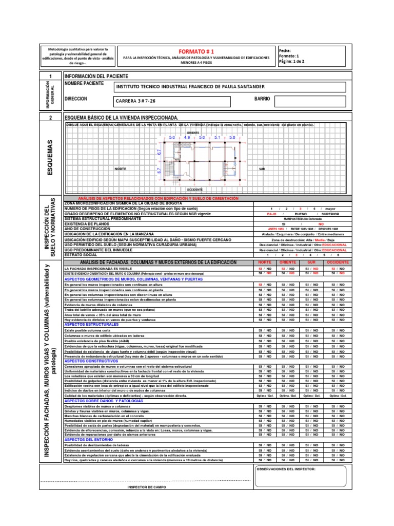 Formato de Levantamiento de Daños en Campo Puente Nacionalk | PDF | Ingeniería de Edificación ...