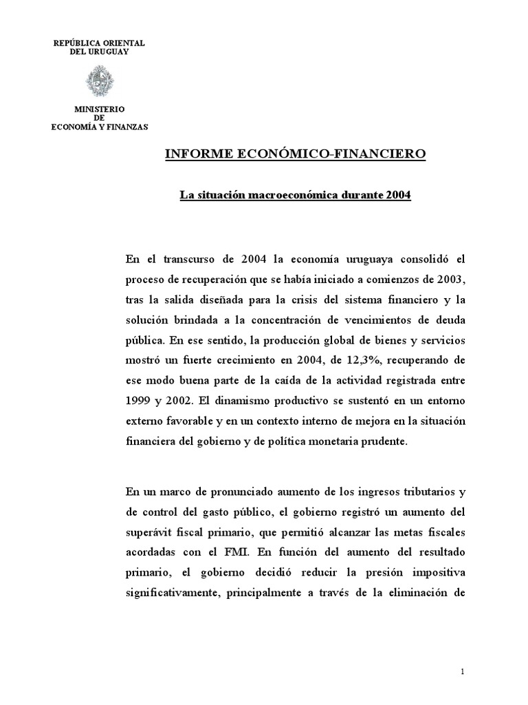 Informe Economico Financiero - 1 | PDF | Uruguay | Inflación