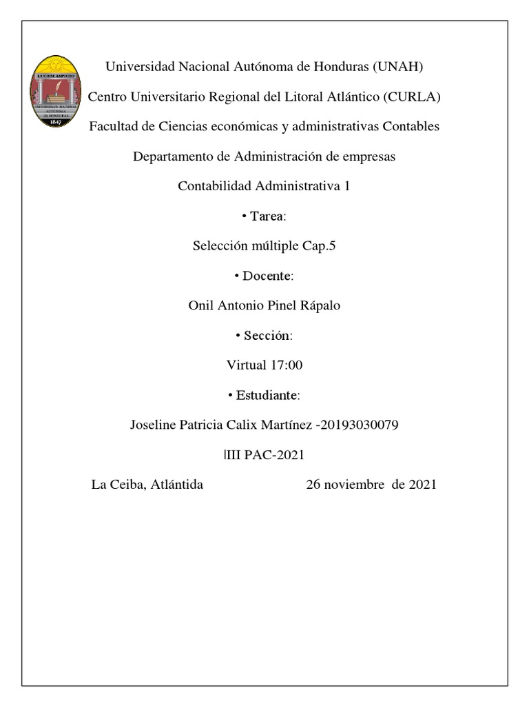 Calix - Joseline - Seleccion Multiple Capitulo 5 | PDF