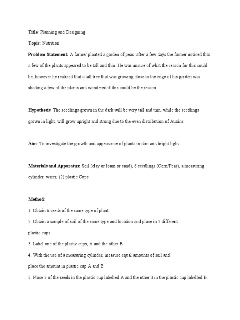 Planning and Designing Lab, Nutrition | PDF